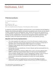 CLIENT RESPONSE MEMO Docx Go Linux LLC Memorandum To Faster Computing Inc From CC Go Linux