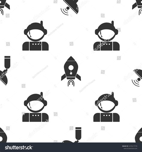 Set Radar Rocket Ship Fire Astronaut Stock Vector Royalty Free