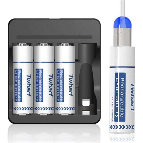 Twharf Lithium Aa Rechargeable Battery Kit With Smart Charger And