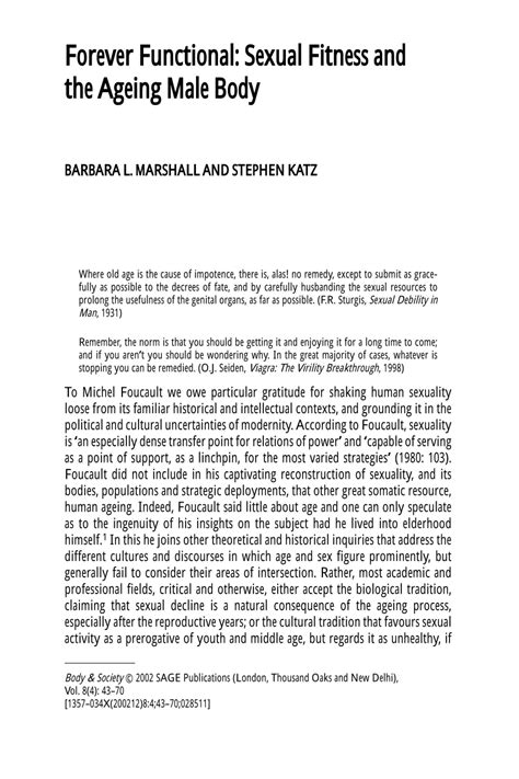 Pdf Forever Functional Sexual Fitness And The Ageing Male Body