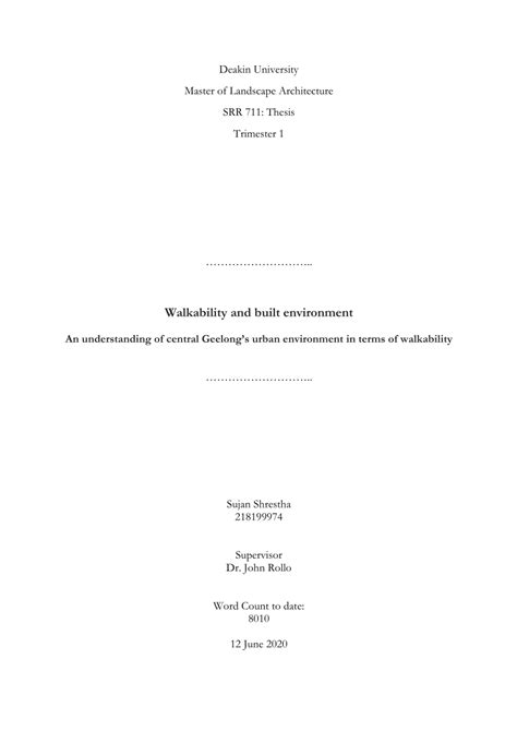 Pdf Walkability And Built Environment