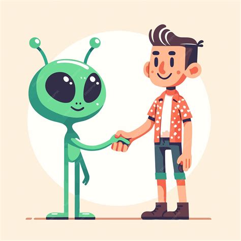 Premium Vector Illustration Of Human And Alien Friendship
