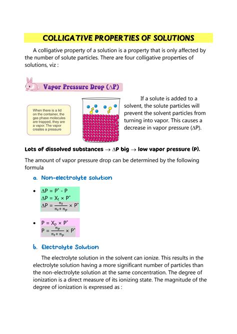 Solution Colligative Properties Of Solutions Study Notes And Study