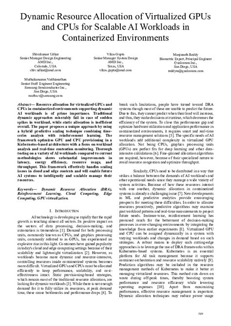 Pdf Dynamic Resource Allocation Of Virtualized Gpus And Cpus For