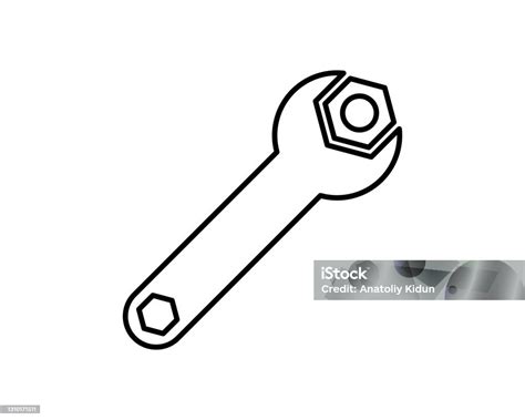 렌치와 너트 아이콘 도구 개념에서 간단한 요소 그림입니다 흰색 배경에 렌치와 너트 편집 기호 디자인 웹 및 모바일에 사용할 수 있습니다 강철에 대한 스톡 벡터 아트 및 기타