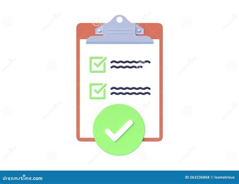 Checklist 3d Render Illustration Complete Contract Paper Document With Clipboard Update Task