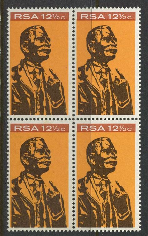 Republic Of South Africa Rsa Block Of 4 With Scar On Face Variety