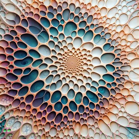 Abstract Pattern Of Interconnected Cells In Soft Hues Generative Ai Stock Illustration