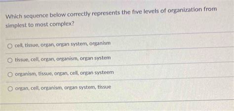 Solved Which Sequence Below Correctly Represents The Five Levels Of
