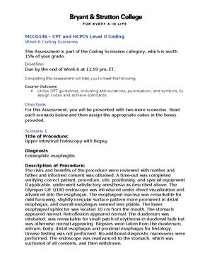 MCCG146 Week 7 LCD NCD Assignment MCCG146 CPT And HCPCS Level II Coding Week 7 LCD NCD