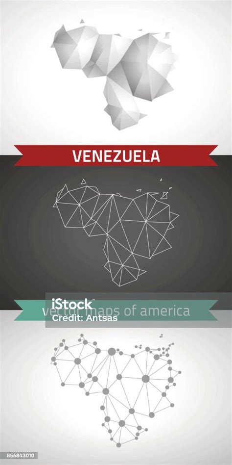 베네수엘라 베네수엘라 다각형 회색 모자이크 삼각형 일러스트 그래픽 벡터 지도 설정 3차원 형태에 대한 스톡 벡터 아트 및 기타 이미지 3차원 형태 검은색 규칙
