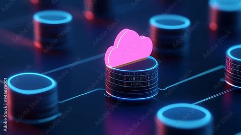 Futuristic Digital Illustration Of Cloud Computing Data Storage And