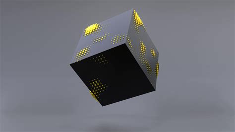 Abstract 3d Animation Of A Black Cube Rotating And Slow Move Up And