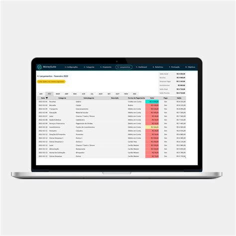Planilha De Controle Financeiro Pessoal 30 Dashboard Design