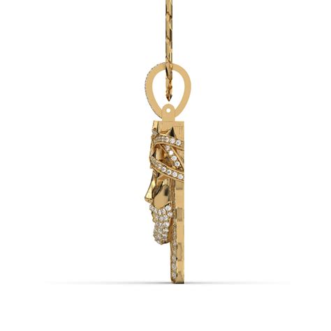 Mens Yellow Gold Vvs Lab Grown Diamond Customizable Jesus Necklace Pe
