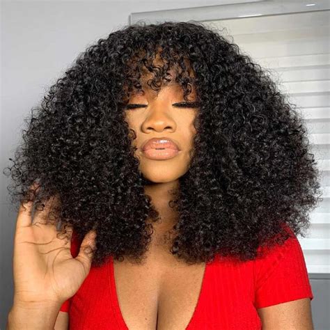 Short Natural Curly Human Hair Wigs With Bangs Supernova Hair