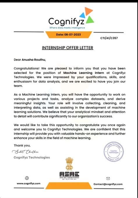 Anusha Routhu On Linkedin Machinelearning Internship