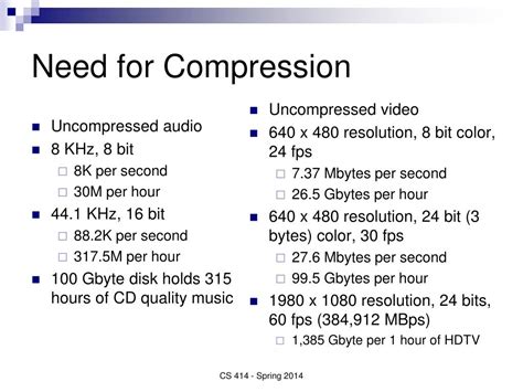 Ppt Cs 414 Multimedia Systems Design Lecture 7 Basics Of Compression Part 1 Powerpoint
