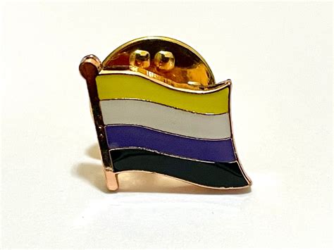 Non Binary Lgbtq Pride Flag Pin Badge For Lapels Shirts Etsy