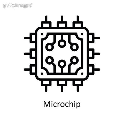 Microchip Vector Outline Icon Design Illustration Network And Communication Symbol On White