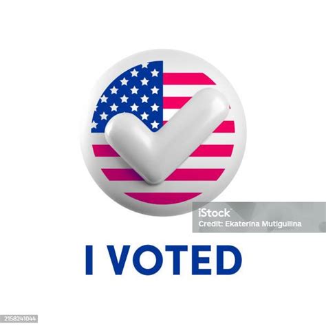 벡터 I 투표 배지 현실적인 3d 미국 선거 투표 라운드 배지 와 흰색 체크 표시 틱 와 원 미국 국기 배경 미국 2024년 대통령 선거 표지판 3d 렌더링 2024년에