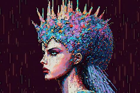 Princesa Pixelada Glitch Art Retrô Futurista Linda Mulher Generativa Ai Aig15 Foto Premium