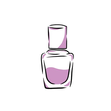 Nail Polish Bottle With Pink Brush Sketch Product For Beauty Salon