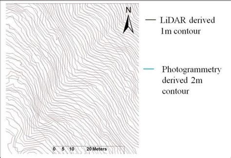 Lidar Derived Contours Compared With Contours From Existing Topographic Download Scientific