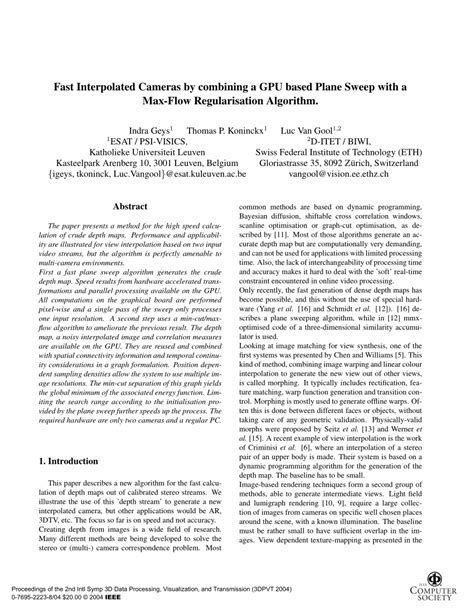 Pdf Fast Interpolated Cameras By Combining A Gpu Based Plane Sweep With A Max Flow