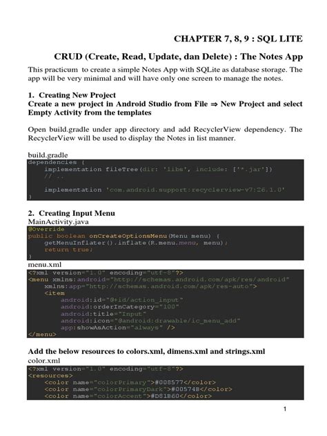 Crud Create Read Update Dan Delete With Sql Lite The Notes App