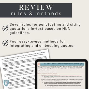 Paragraph Writing Template MLA In Text Citation Activities Quotation Practice