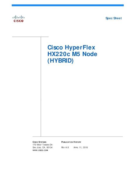 PDF Cisco Hyperflex HX220c M5 Node Spec Sheet HyperFlex HX220c M5 Node OVERVIEW 3 OVERVIEW