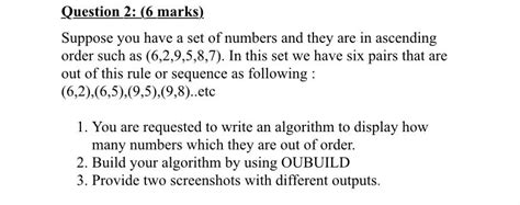 Solved Question 2 6 Marks Suppose You Have A Set Of Chegg Com
