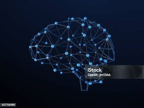 점 들과 라인에서 추상 인간의 두뇌입니다 다각형 뇌 Design3d 렌더링 와이어 프레임 모델에 대한 스톡 사진 및 기타 이미지 와이어 프레임 모델 3차원 형태 개념