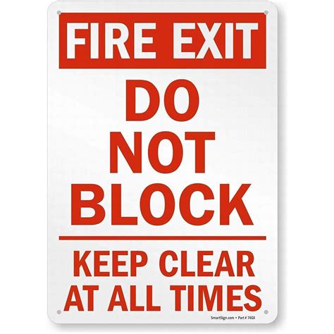 Safety Sign Fire Exit Do Not Block Keep Clear At All Times Wall Art