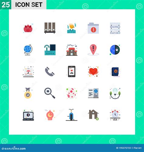 Flat Color Pack Of 25 Universal Symbols Of Rack Folder File Files Man Stock Vector