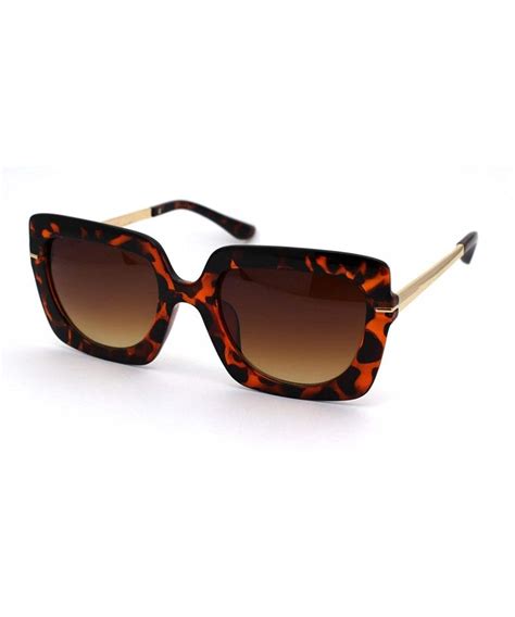 Womens Mod Thick Plastic Rectangular Fashion Sunglasses Tortoise