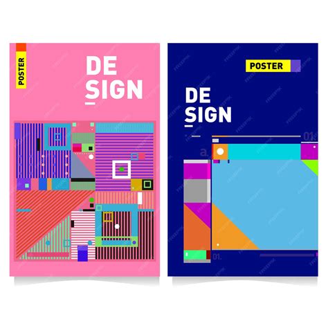 Premium Vector Vector Colorful Poster Design Template With Memphis
