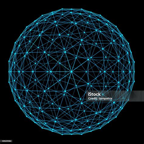네트워크 연결 라인 및 미래 디지털 컴퓨터 기술 개념 3d 추상 그림에서에서 검은 배경에 고립 점 구의 구조 구에 대한 스톡