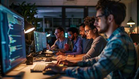 Focused Programmers Working Together On Software Development Projects In A Hightech Office
