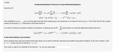 Solved 1 Point Fundamental Existence Theorem For Linear