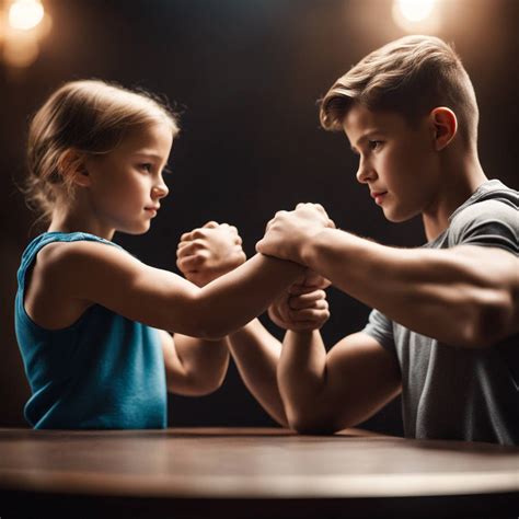 Muscular Sister And Weak Brother Arm Wrestling By Hameedbond On Deviantart