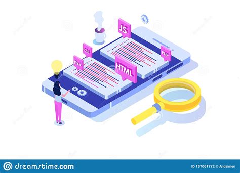 Programming Software Or App Development Isometric Concept Big Data