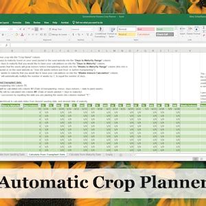 Automatic Crop Planner Excel Sheet Garden Planner Farm Planner Download Etsy