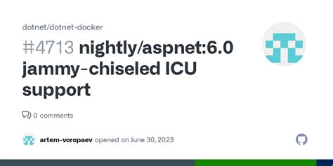 Nightlyaspnet60 Jammy Chiseled Icu Support · Issue 4713 · Dotnetdotnet Docker · Github