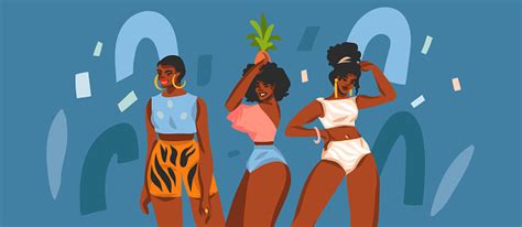 손으로 그린 벡터 추상 스톡 플랫 그래픽 일러스트와 젊은 행복 한 아프리카 계 미국인 뷰티 여성 그룹 격리 에 컬러 콜라주 모양 배경 개념에 대한 스톡 벡터 아트 및 기타