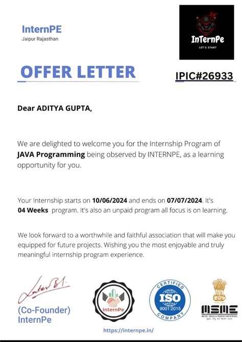 Aditya Gupta On Linkedin I Am Thrilled To Share That I Have Received A Training Offer From