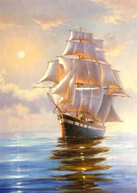 Купить картину по номерам «Парусник на рассвете по выгодным ценам в Москве Sailing Ships