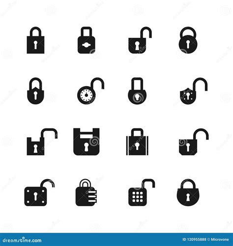 Open And Closed Padlock Icons Lock Security And Password Vector Isolated Symbols Stock Vector