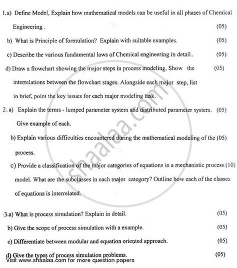 Modeling And Simulation In Chemical Engineering 2010 2011 Be Chemical Engineering Semester 8 Be